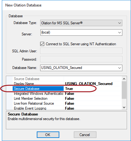 Secure a New/Existing Olation Database