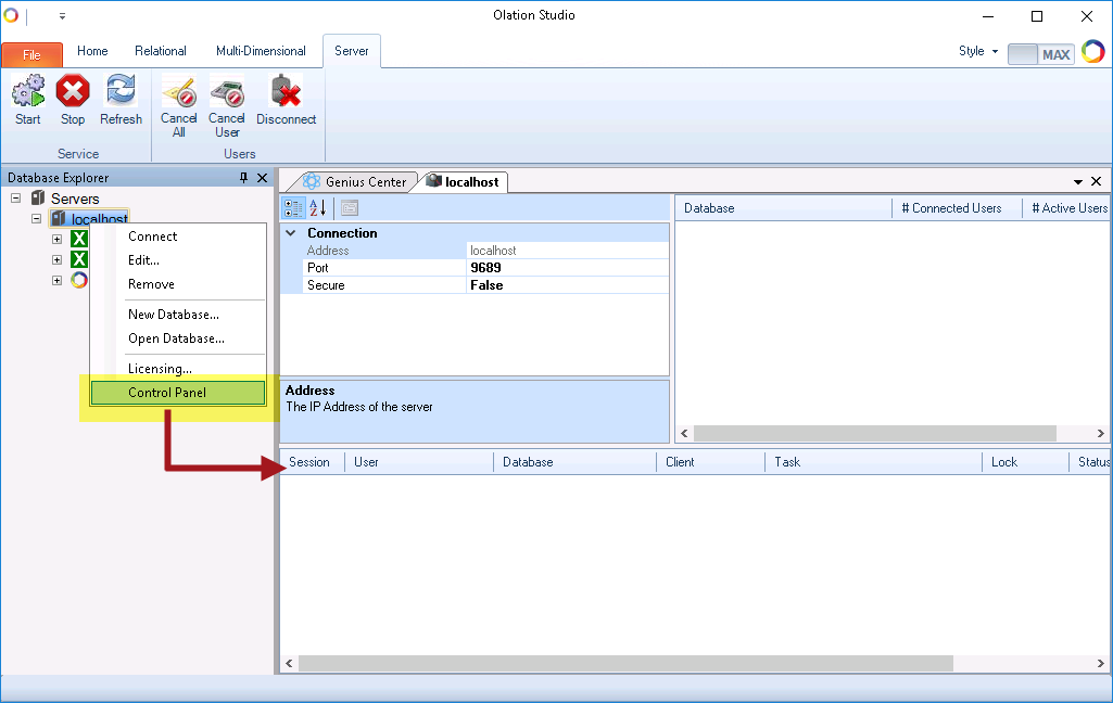 Control Panel Window